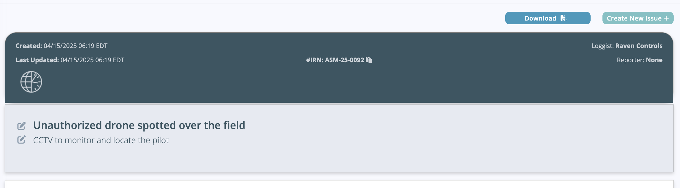 Issue/Checklist Export – Raven Controls